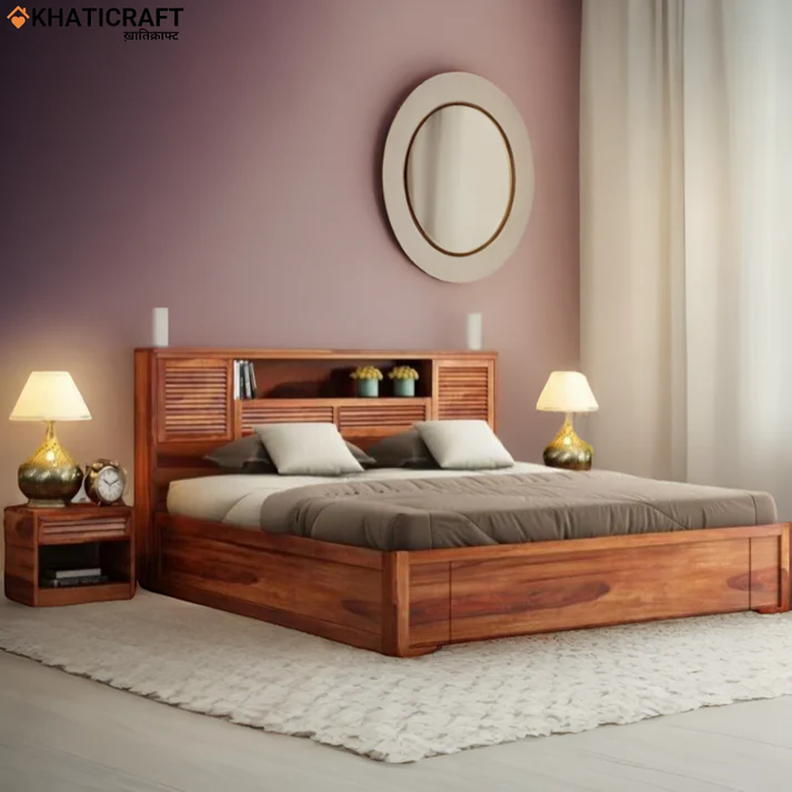 Arya King Size Bed with Box Storage | Khaticraft